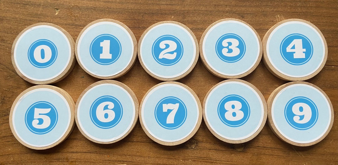Wooden Counting Tokens 0-9 - Multiple Colors Available - Learn to Count ...