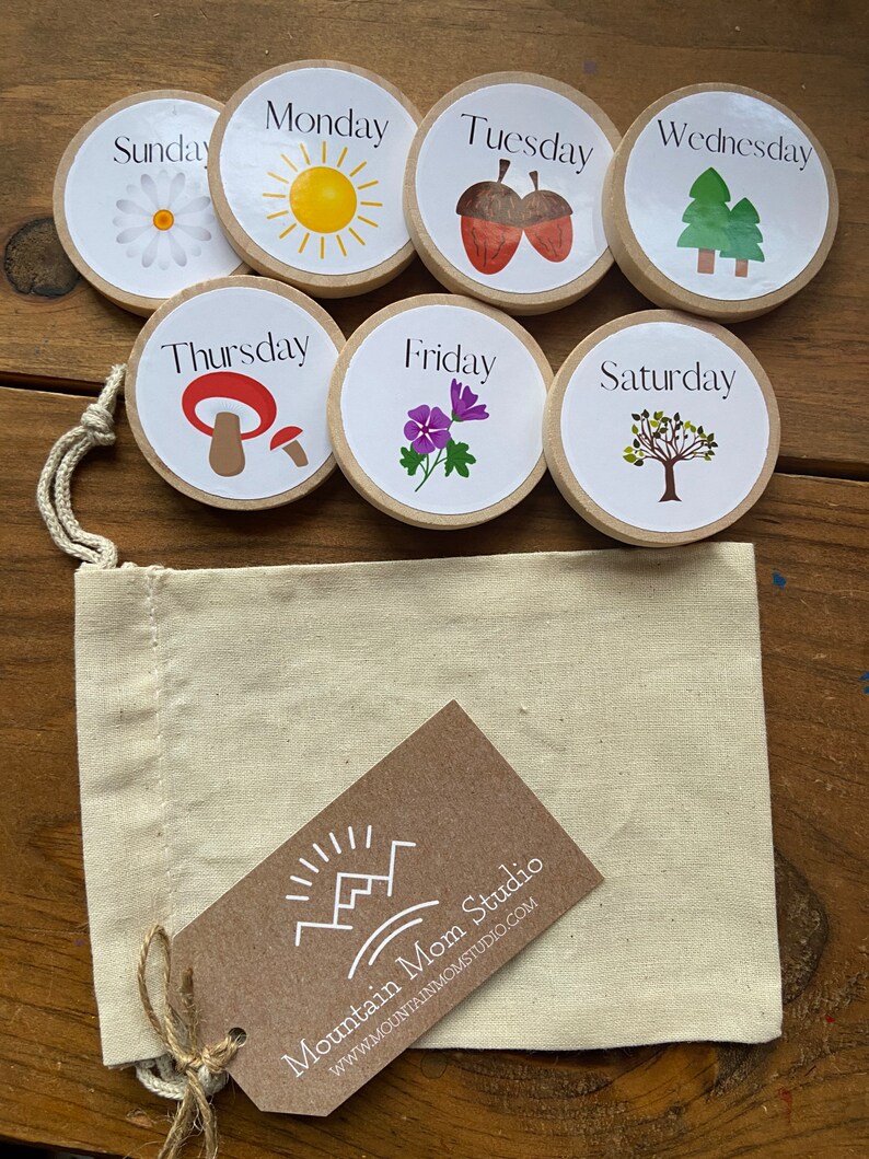 Days of the Week Wooden Learning Tokens and Magnets Set of 7 - Etsy