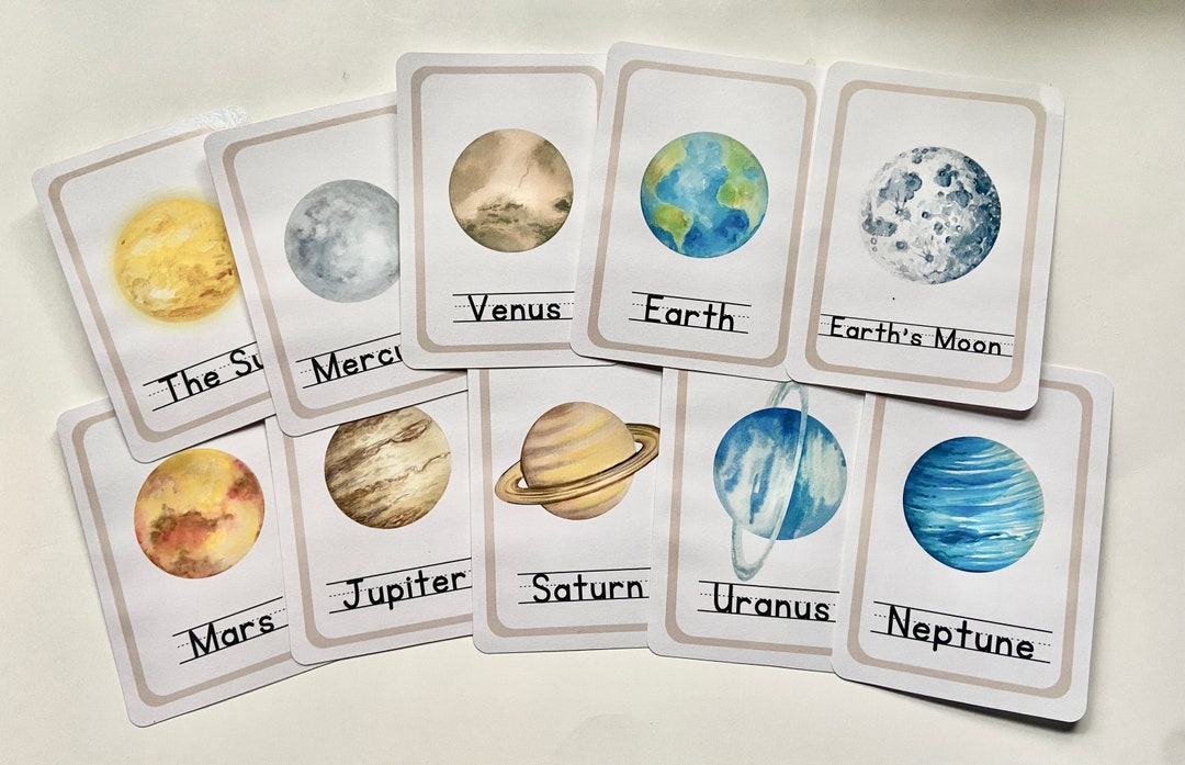 Watercolor-style Solar System Cards - Materials for Learning Space ...