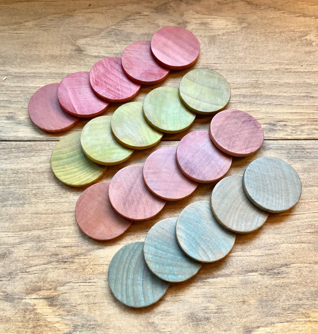 Naturally-dyed Wooden Rainbow Counters - Etsy