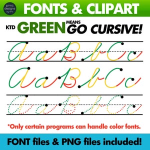 Cursive Fonts for Schools: Dyslexic Font Assistance KTD Green - Etsy