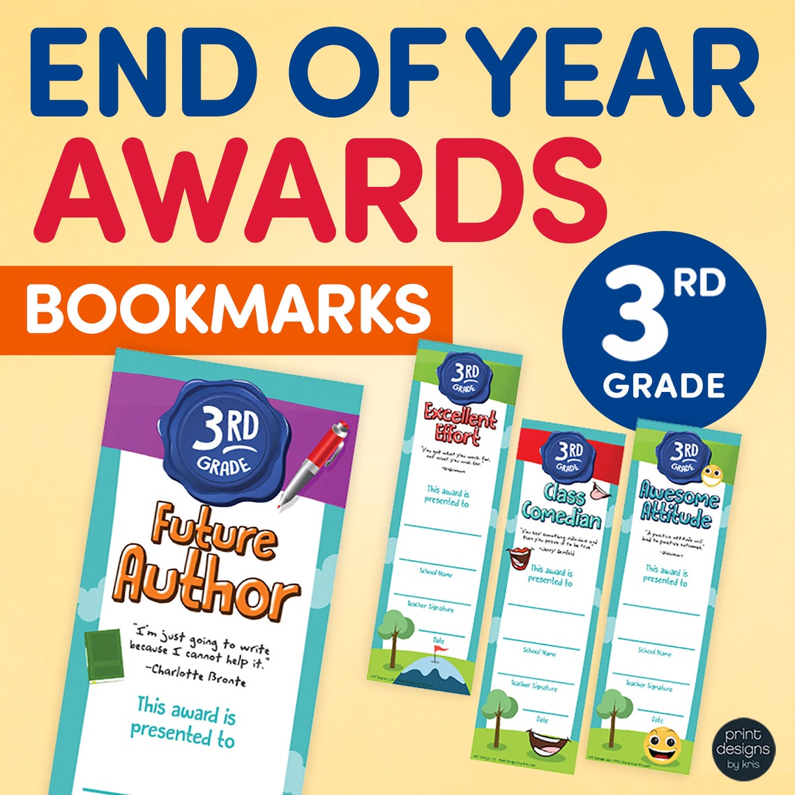 End of Year Student Awards • Student Superlatives • Student Bookmarks ...