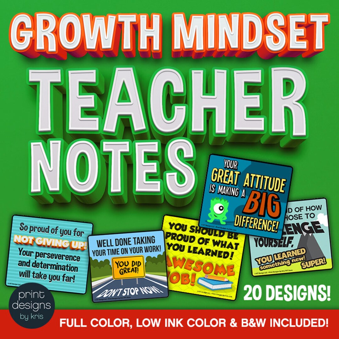 Growth Mindset Teaching Encouraging Notes • Growth Mindset • Teacher ...