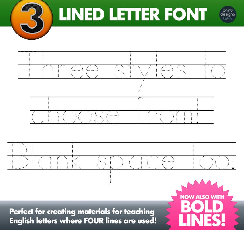 Tracing Font • Three Lined Alphabet Letter Tracing Font • Teaching ...