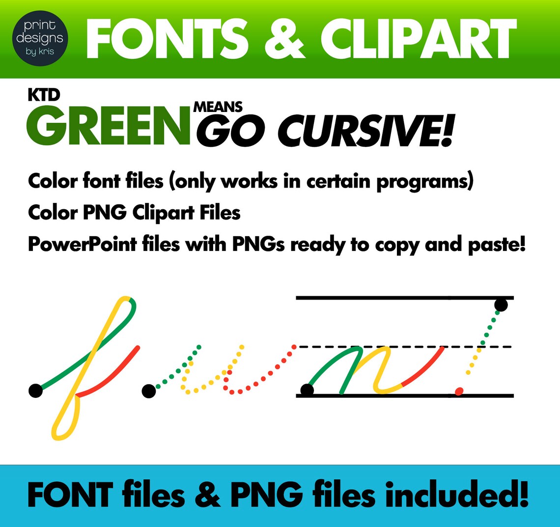 Cursive Fonts for Schools: Dyslexic Font Assistance, KTD Green Means Go ...