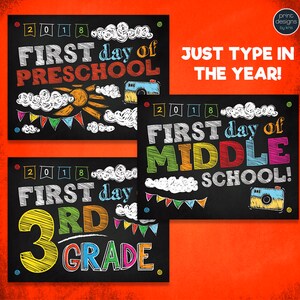 First Day of School Sign & Last Day of School Sign • Preschool - 12th ...