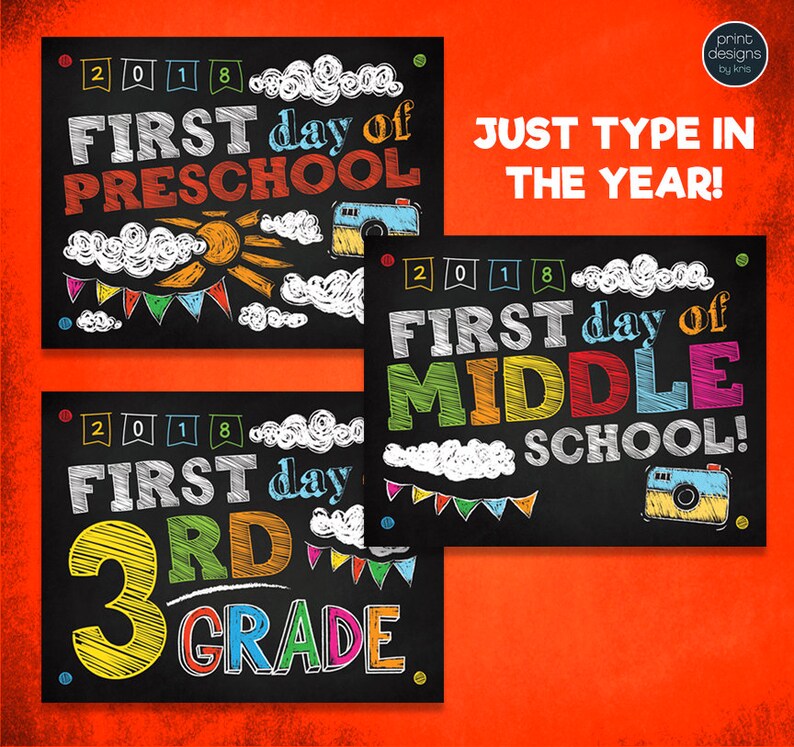 First Day of School Sign & Last Day of School Sign • Preschool - 12th ...