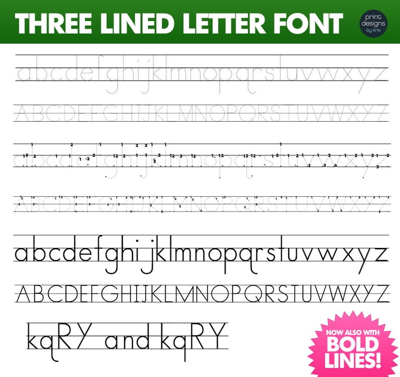Tracing Font • Three Lined Alphabet Letter Tracing Font • Teaching ...