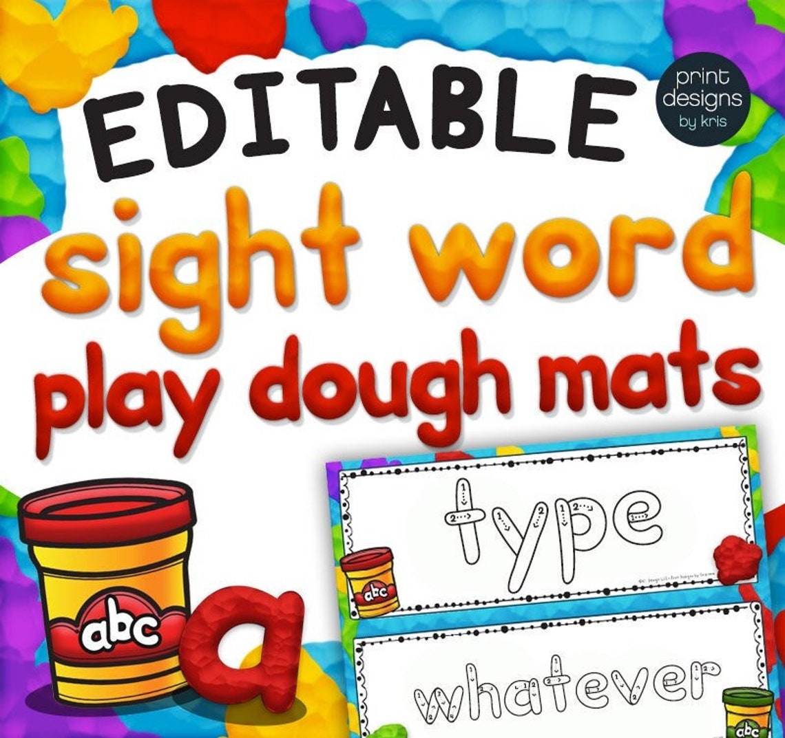 Editable Playdoh Sight Word Mats Play Dough Kindergarten - Etsy