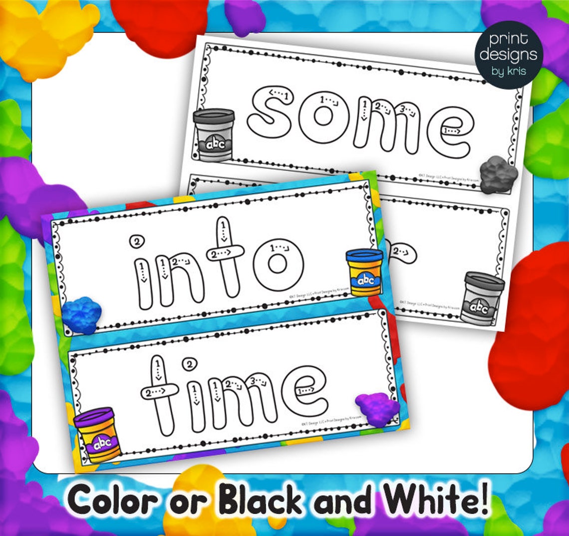 Editable Playdoh Sight Word Mats Play Dough Kindergarten Preschool ...