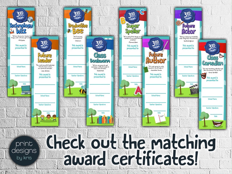 End of Year Student Awards • Student Superlatives • Student Bookmarks ...