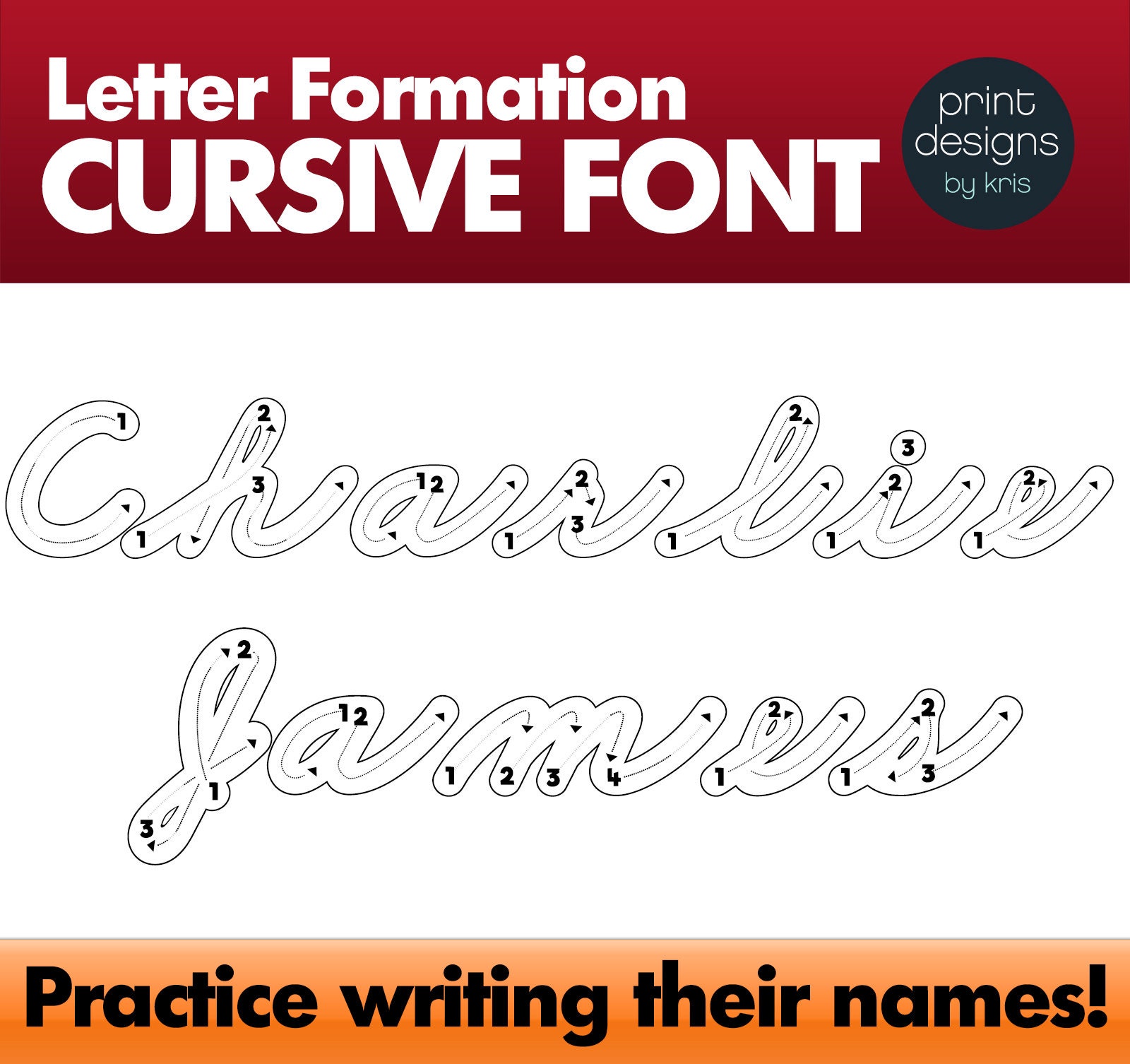 CURSIVE Letter Trace Fun Font • Letter Formation Font • Writing Letters ...
