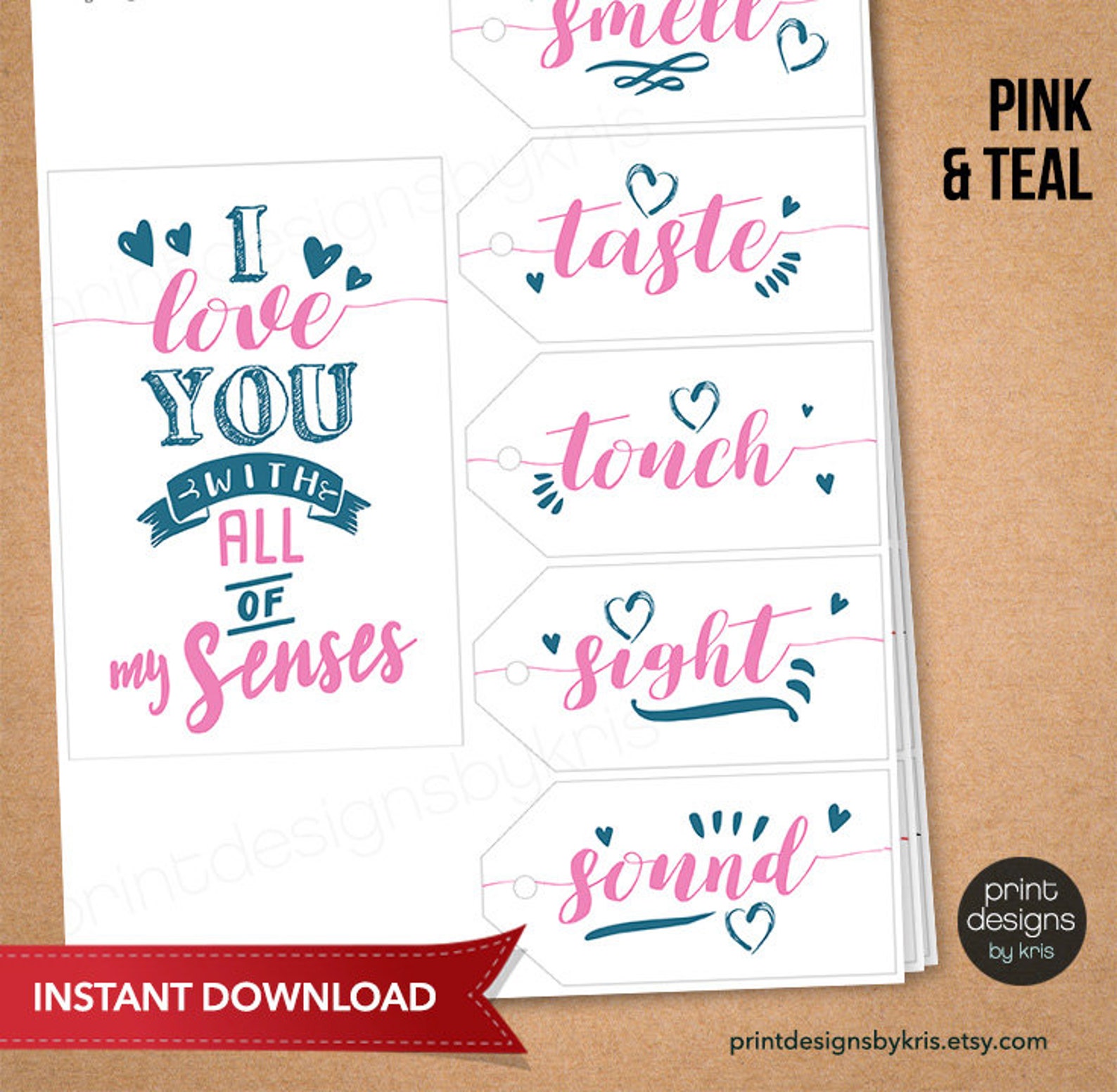Five Senses Gift Tags & Card. 5 Senses Instant Download Printable ...