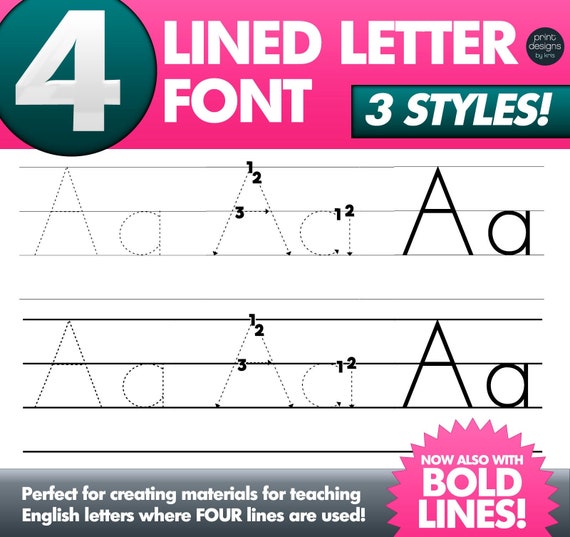 Four Lined Alphabet Letter Tracing Font Teaching English in - Etsy