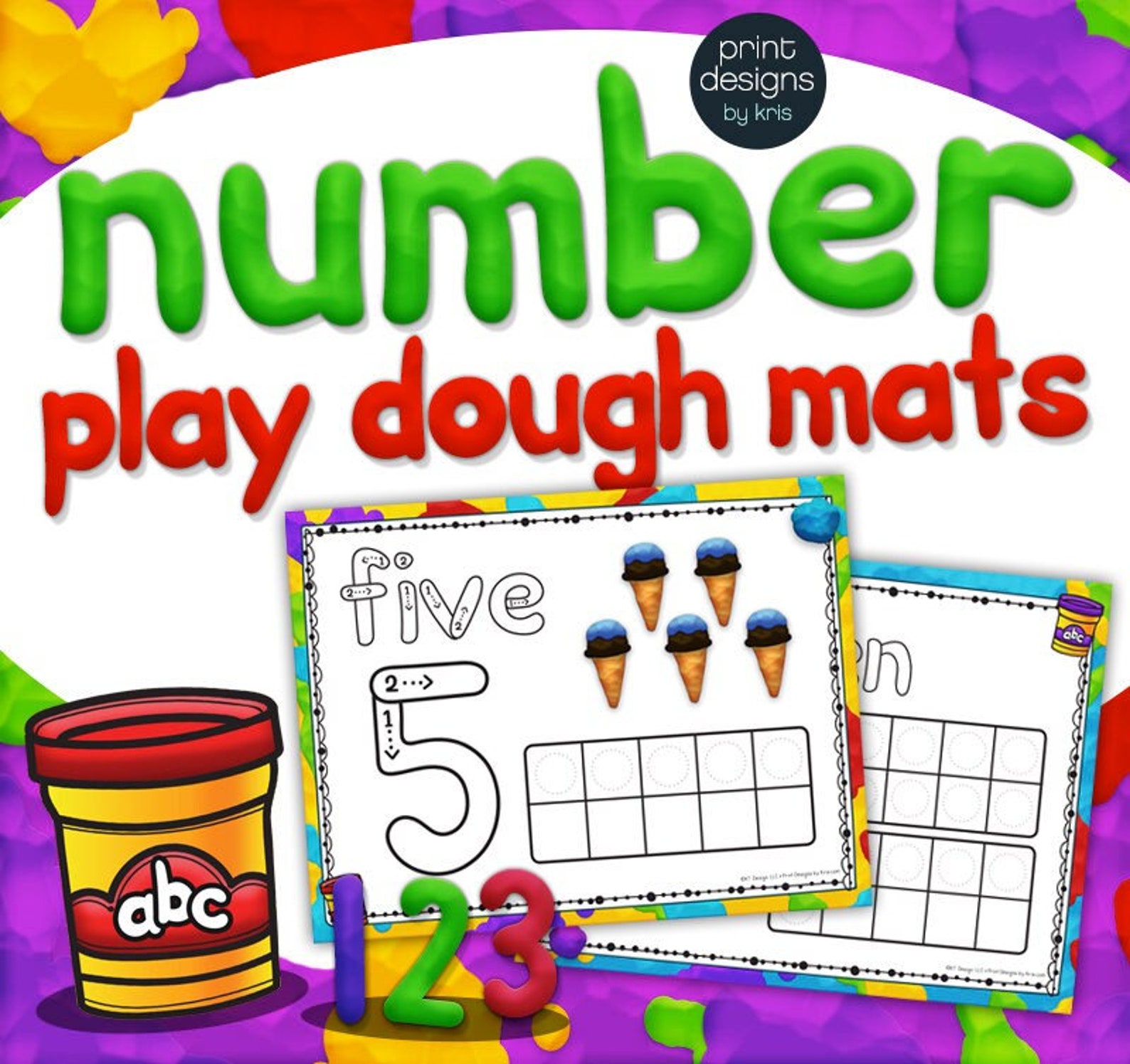Playdoh Number Mats Play Dough Number Mats Learn Numbers - Etsy