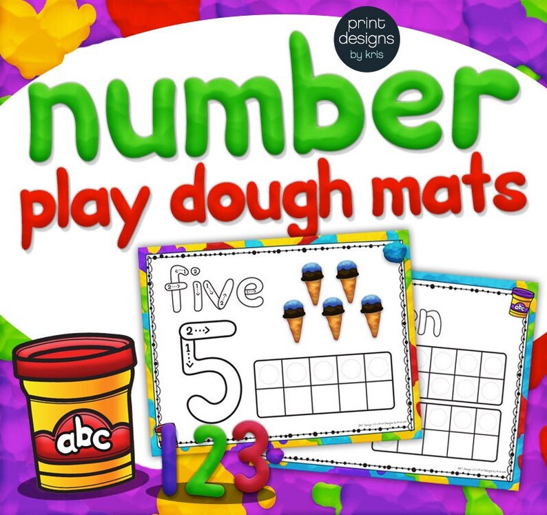 Playdoh Number Mats Play Dough Number Mats Learn Numbers - Etsy