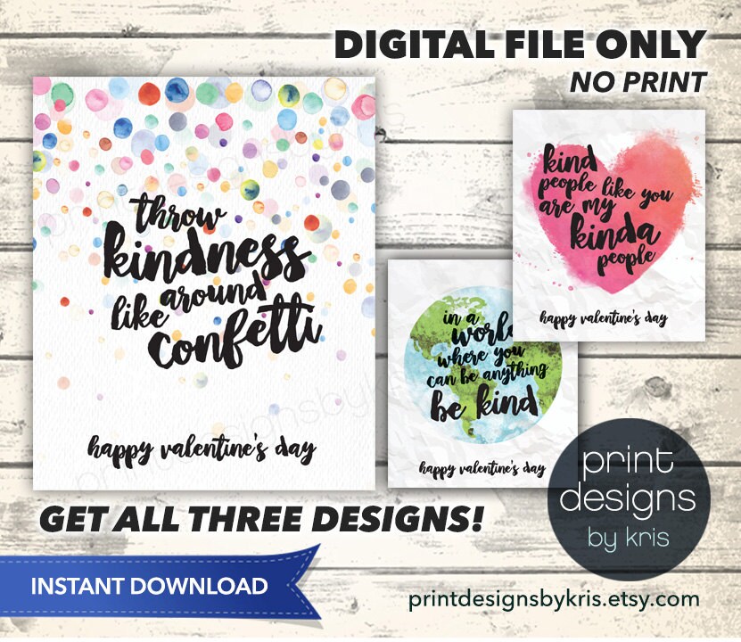 Printable Kindness Valentines Day Card Printable Valentine School ...