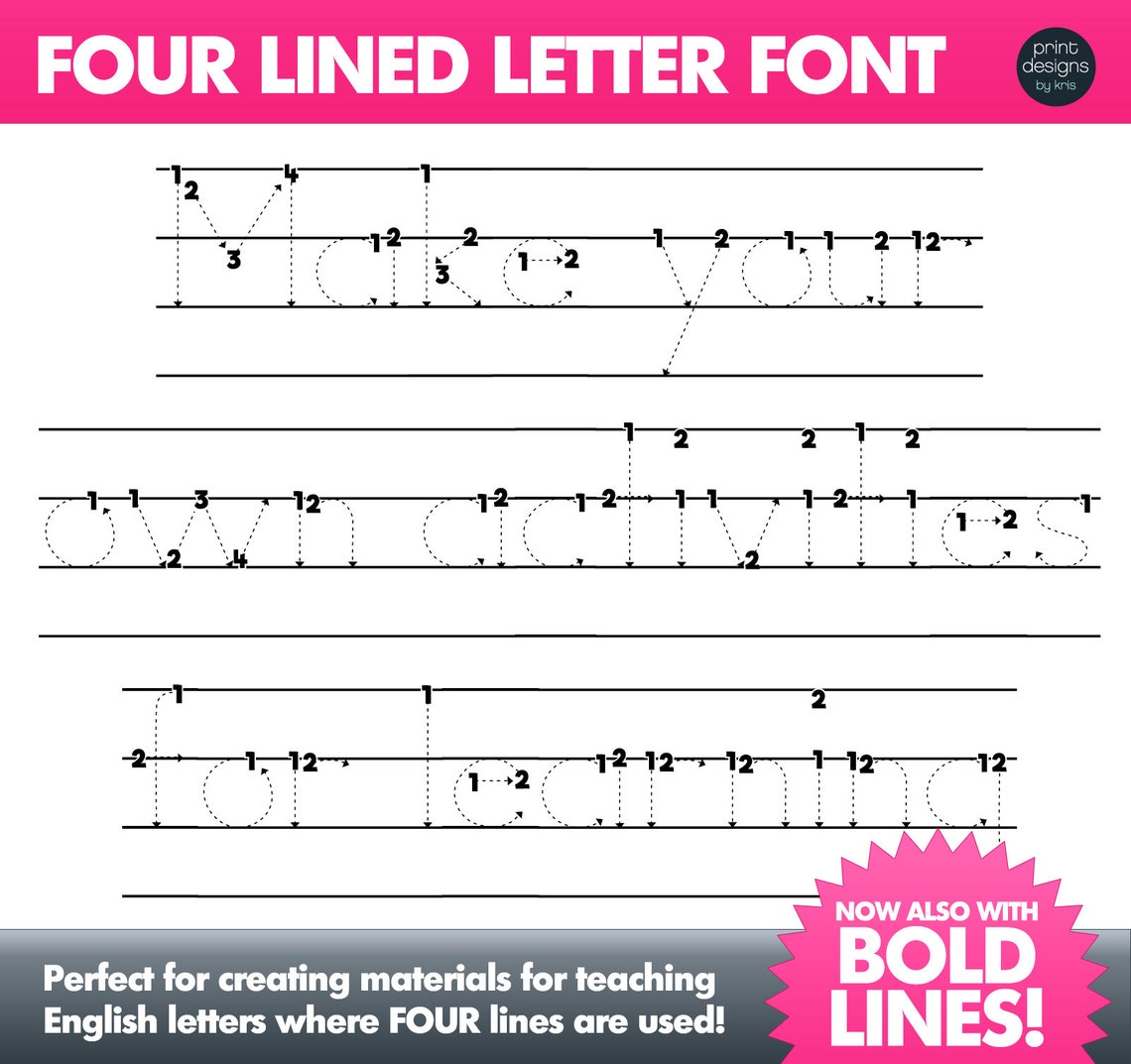 Four Lined Alphabet Letter Tracing Font • Teaching English in CHINA ...