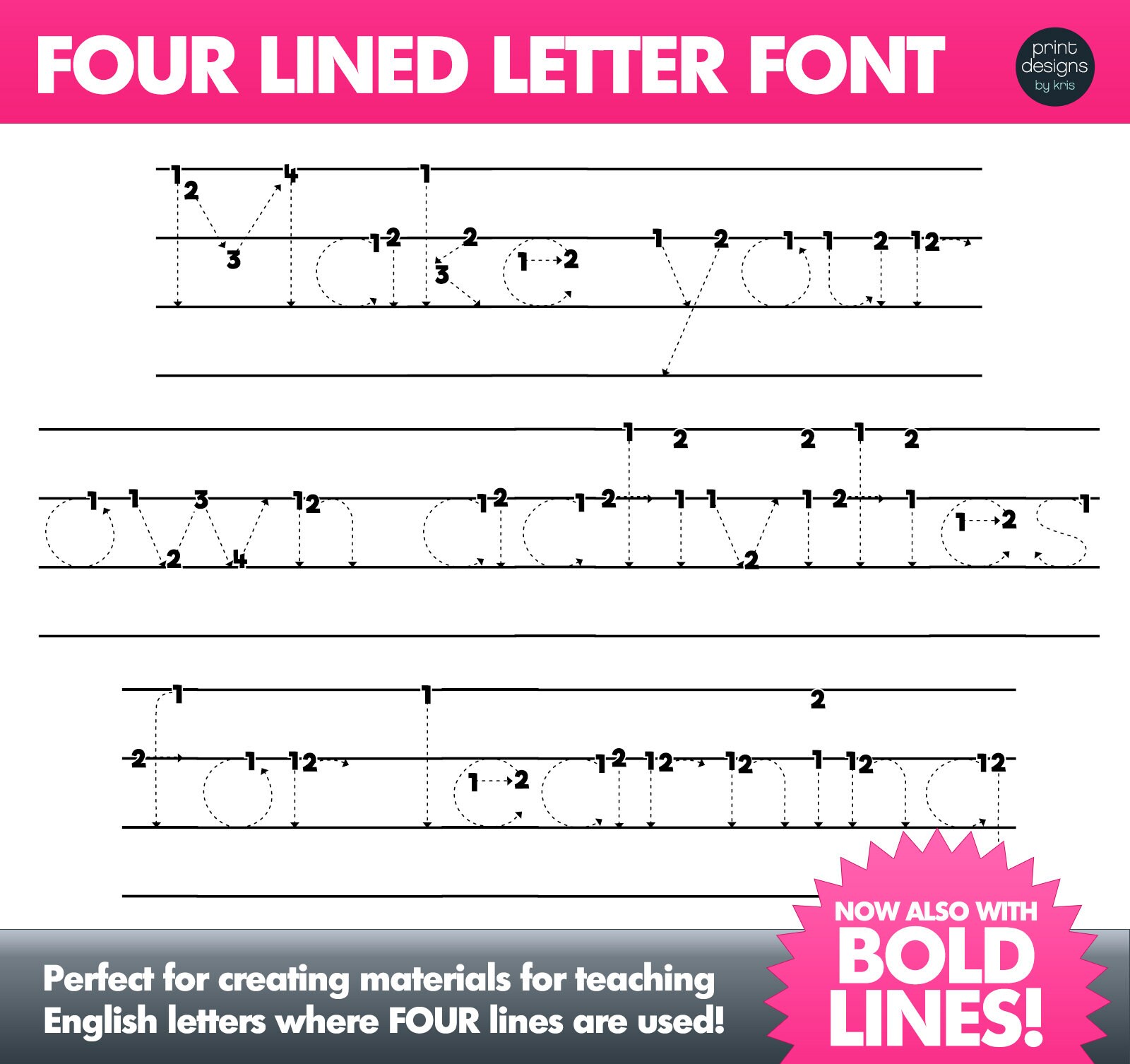 Four Lined Alphabet Letter Tracing Font • Teaching English in CHINA ...