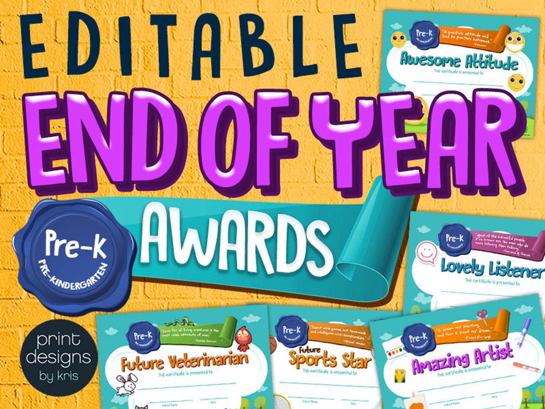 End of Year Student Awards Pre-kindergarten Student Awards - Etsy
