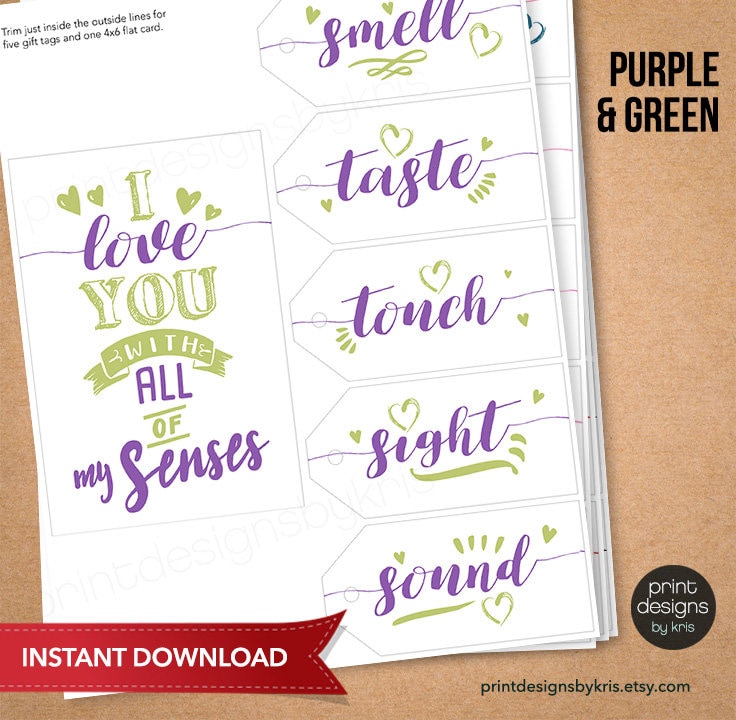 Five Senses Gift Tags & Card. 5 Senses Instant Download Printable ...