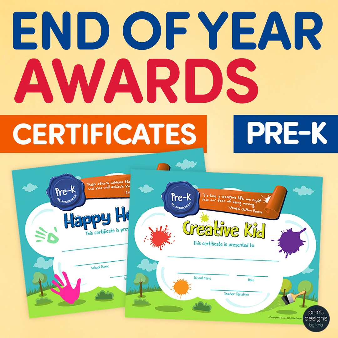 End of Year Student Awards • Pre-kindergarten • Student Awards ...