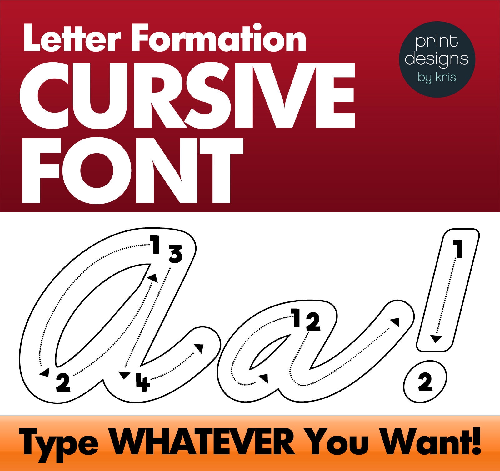 CURSIVE Letter Trace Fun Font • Letter Formation Font • Writing Letters ...