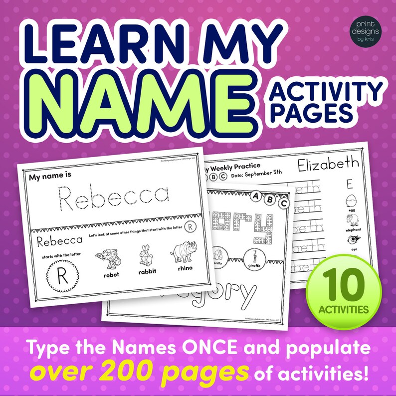 Name Activities for Preschool and Kindergarten - Teaching Activity for ...