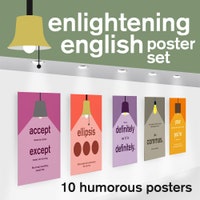 Set of 8 English Grammar Punctuation Posters, Classroom Grammar Art ...