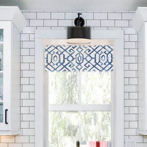 Straight Custom Valance in Modern Blue & White Print, Fully Lined ...