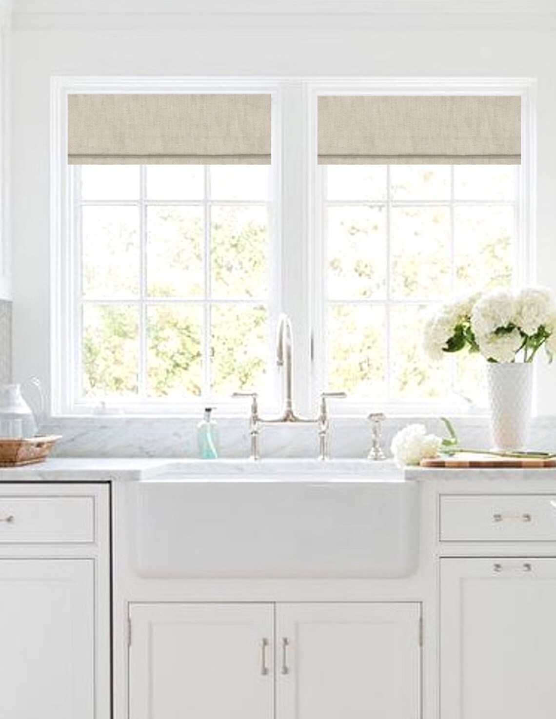 Modern Single Fold Roman Valance in Natural or White Slub | Etsy