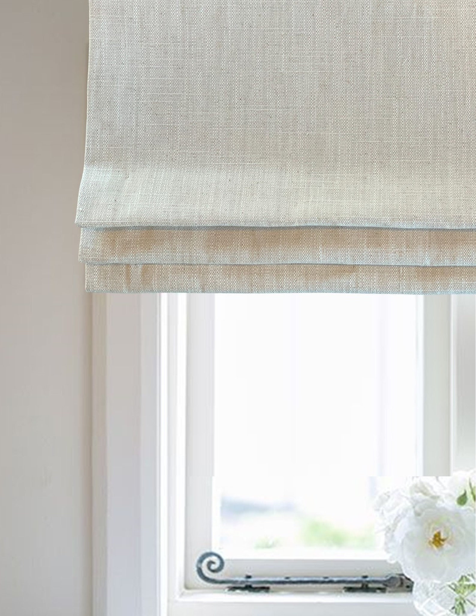 Faux Roman Shade Valance Custom Made in Premium Natural or White Slub ...