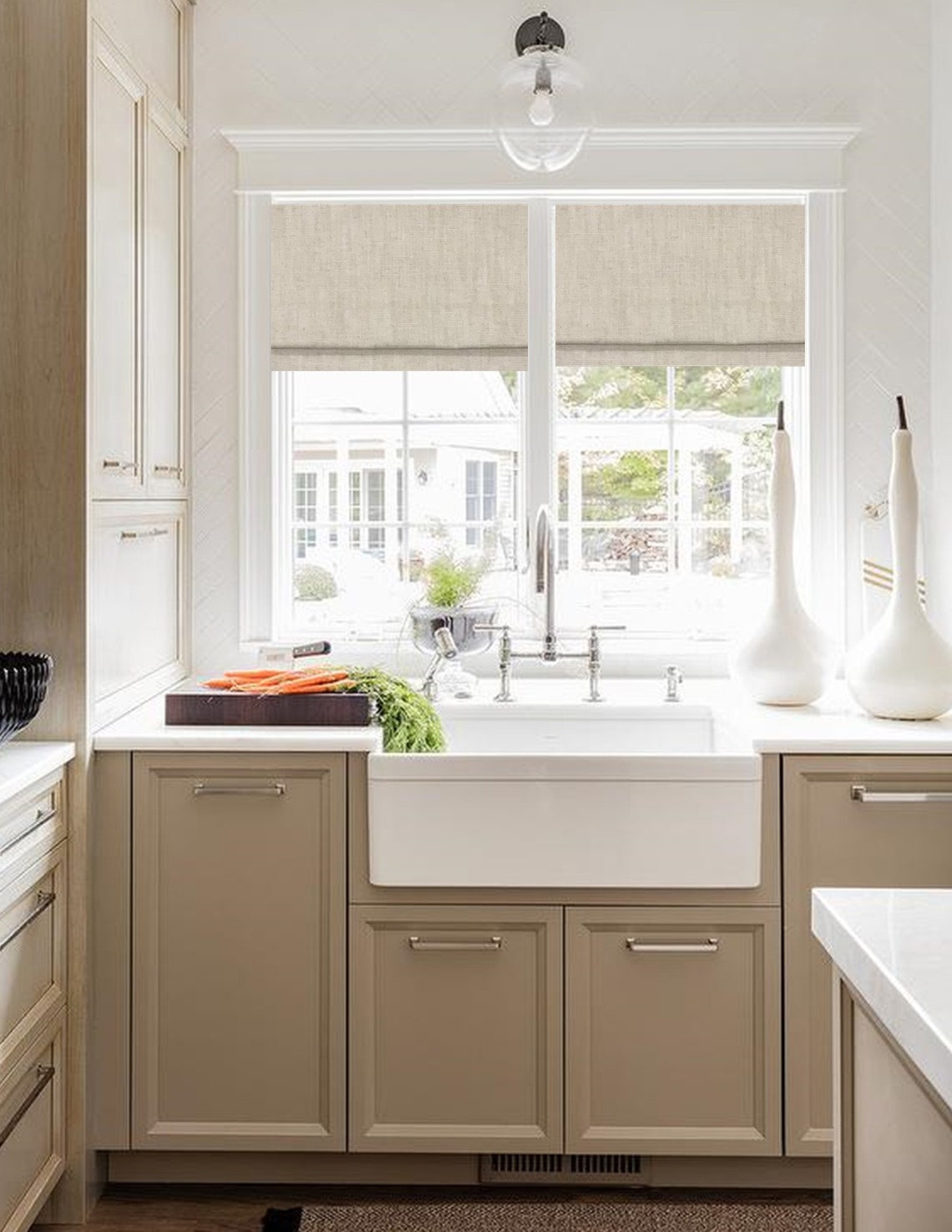 Modern Single Fold Roman Valance in Natural or White Slub | Etsy