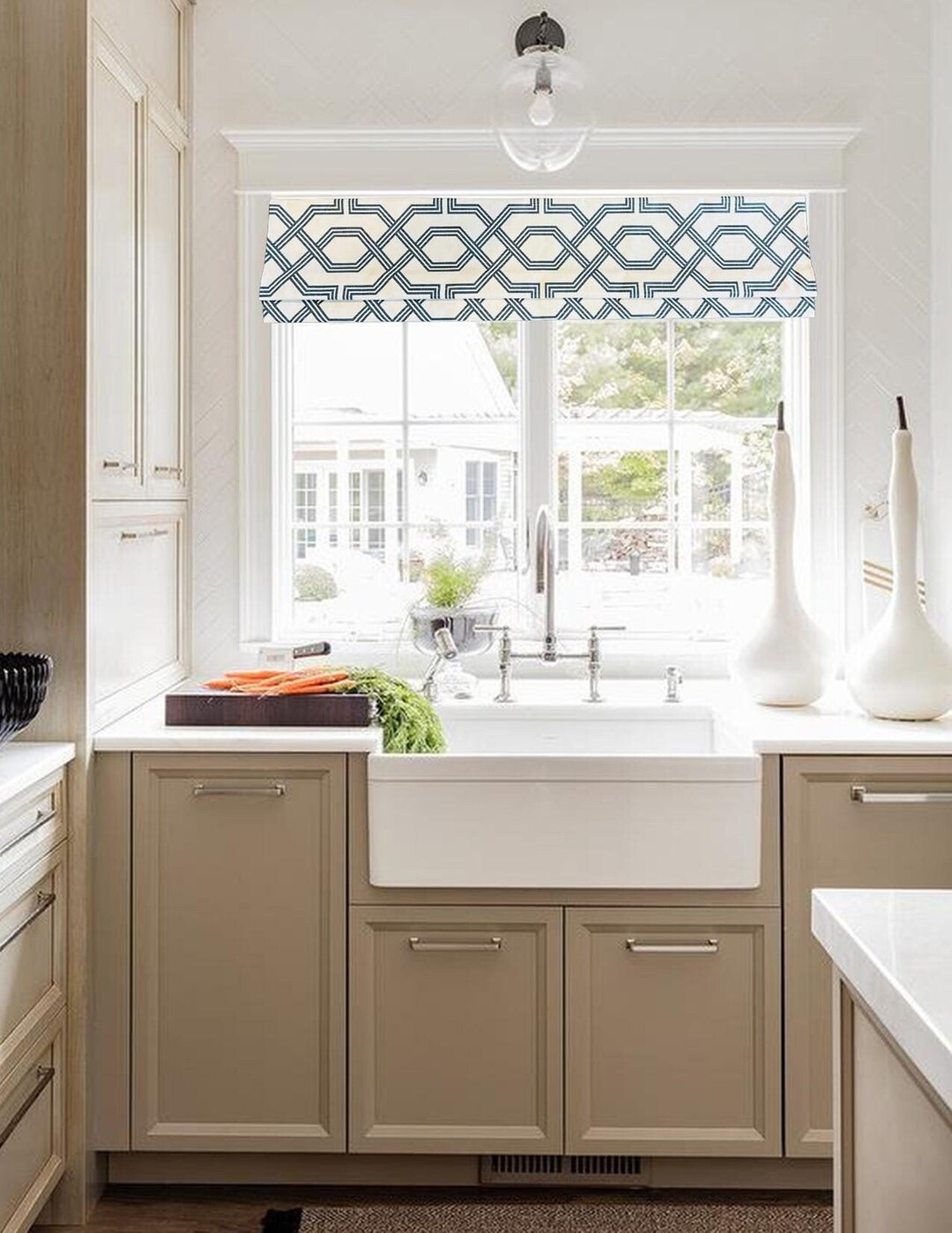 Modern Single Fold Valance in Ander Blue, Graphite Grey or Pewter and ...