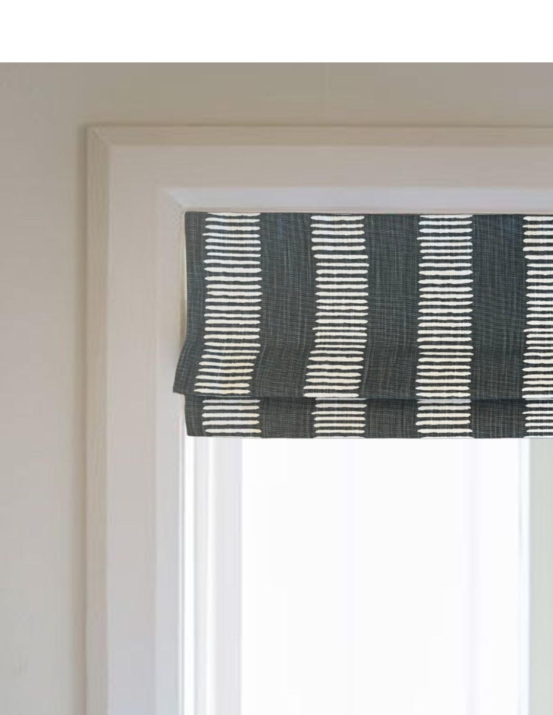 Modern Single Fold Valance in Dash Print of Grey and White or Yellow ...