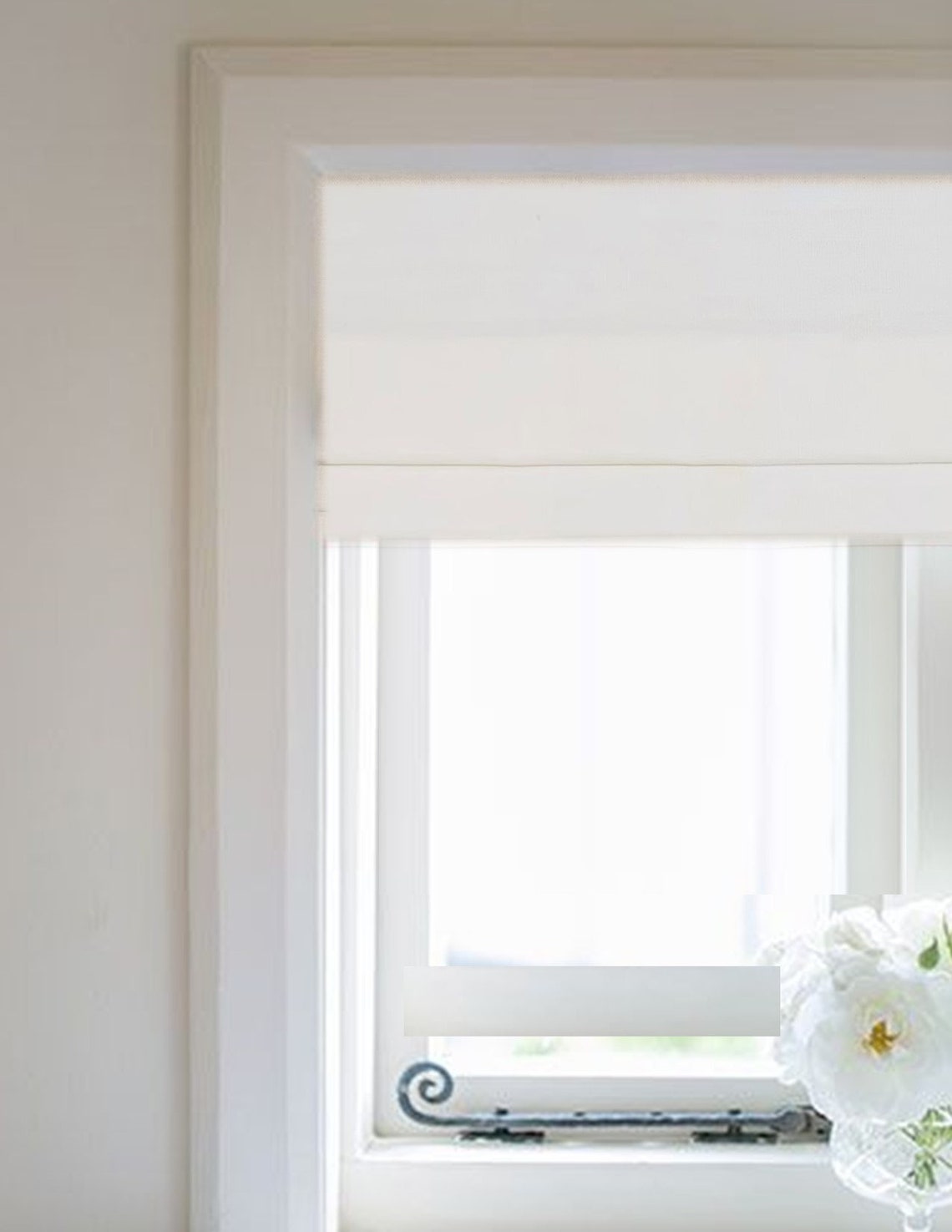 Modern Single Fold Roman Valance in White Linen Cotton, Fully Lined ...