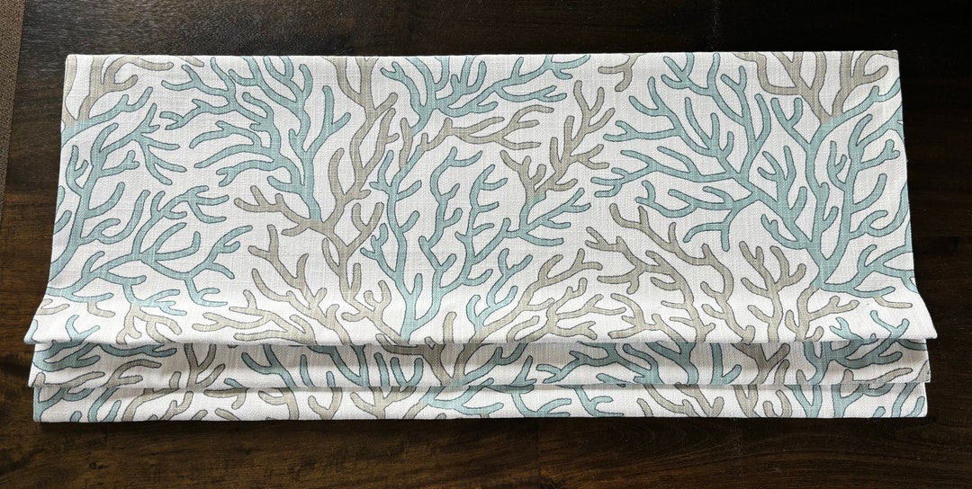 Faux Roman Shade Valance in Coral Reef Harbor Print, Custom Made on ...