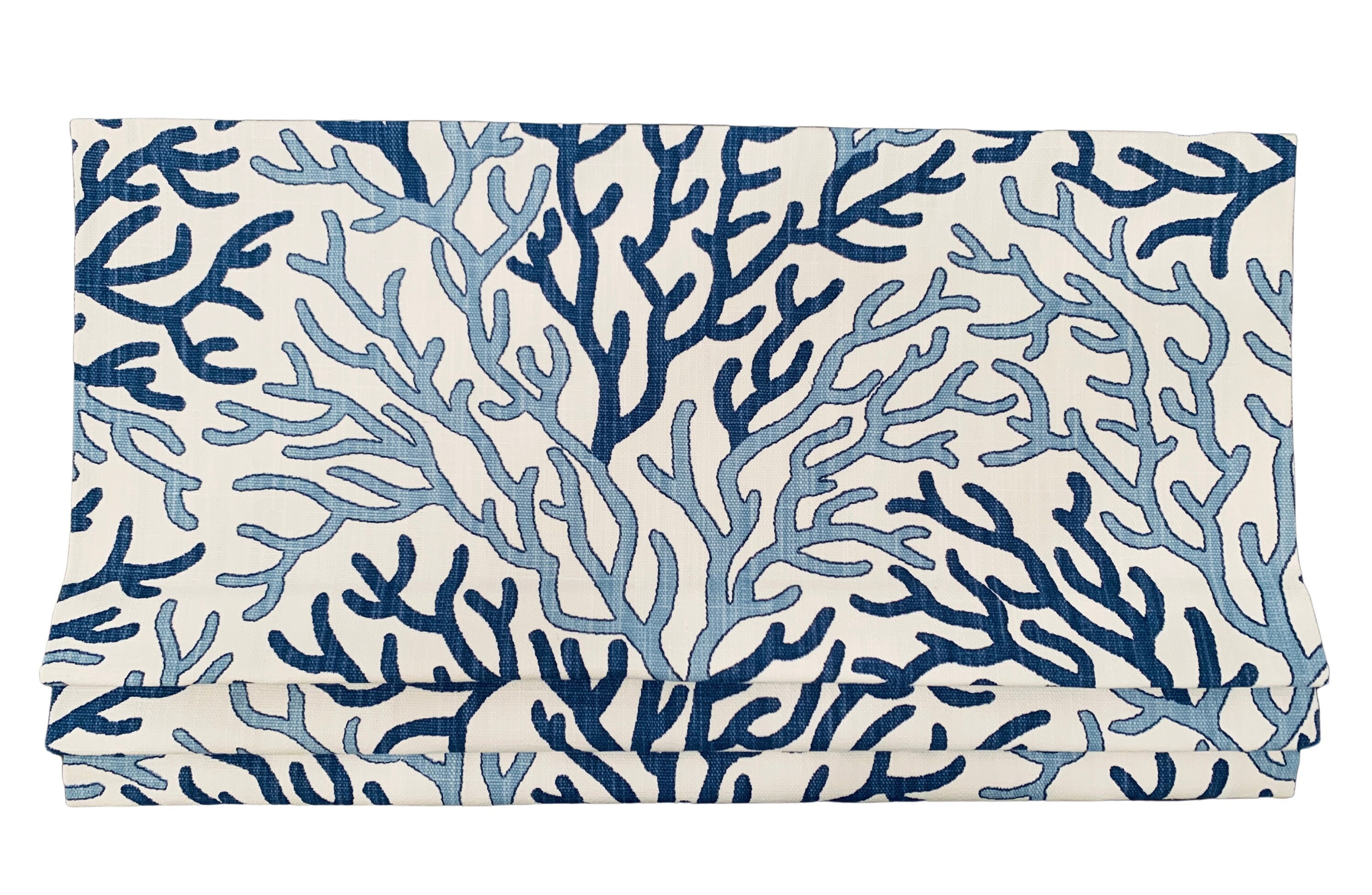 Faux Roman Shade Valance in Blue Coral Reef Print, Custom Made on Luxe ...
