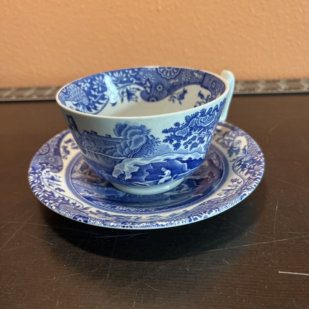 Spode England C1816 Blue Italian Tea CUP & SAUCER SET multiply ...