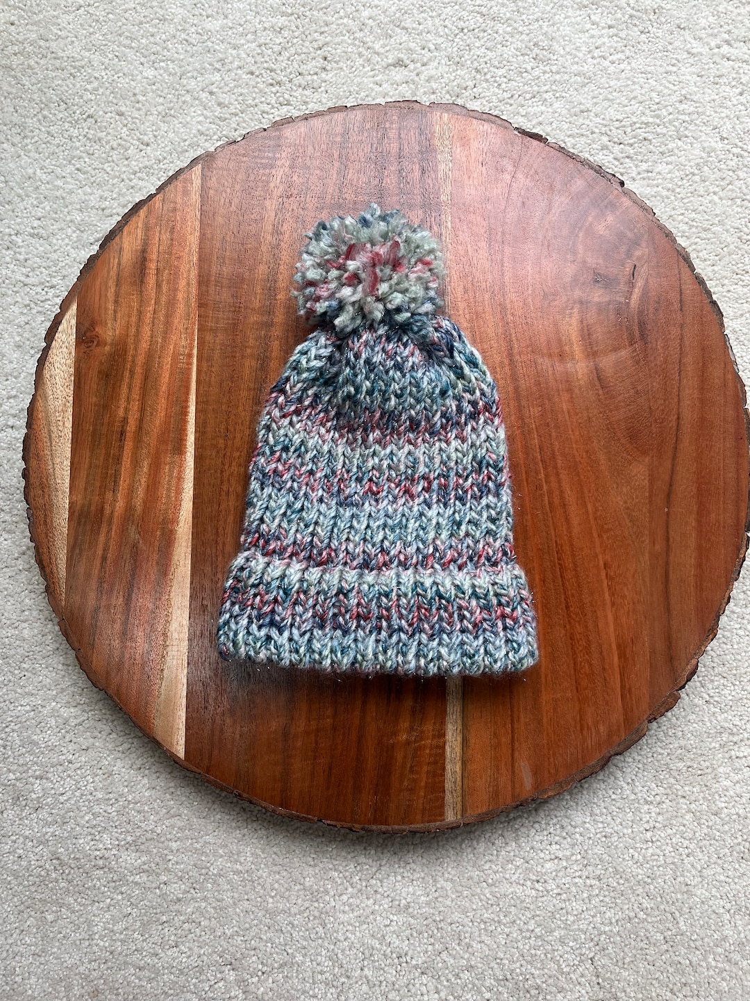 Colorful Knit Baby Hat With Puffball | Sparkly Rainbow Beanie | Multi ...