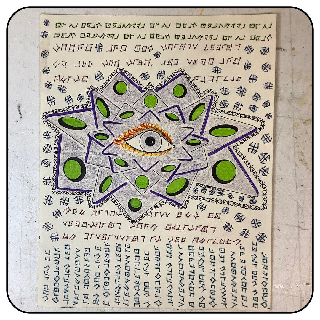 Original Cryptic Doodle Outsider Art Pencil Drawing, All Seeing Eye of ...