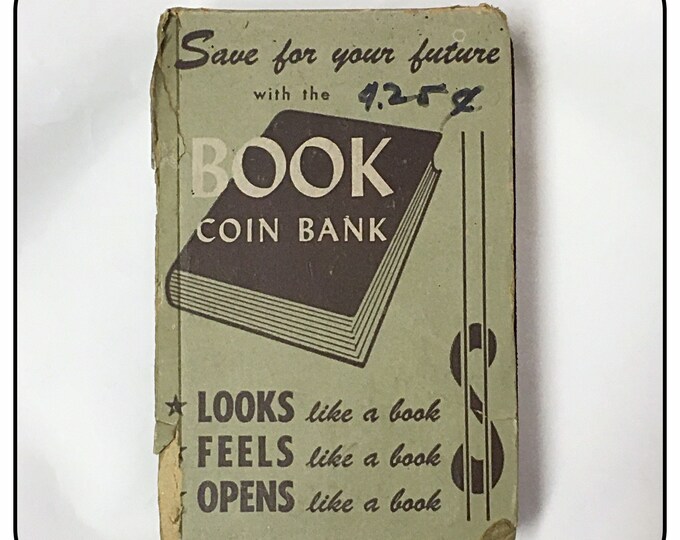 Vintage Bank Advertising Book Coin Bank in Original Box and Key ...