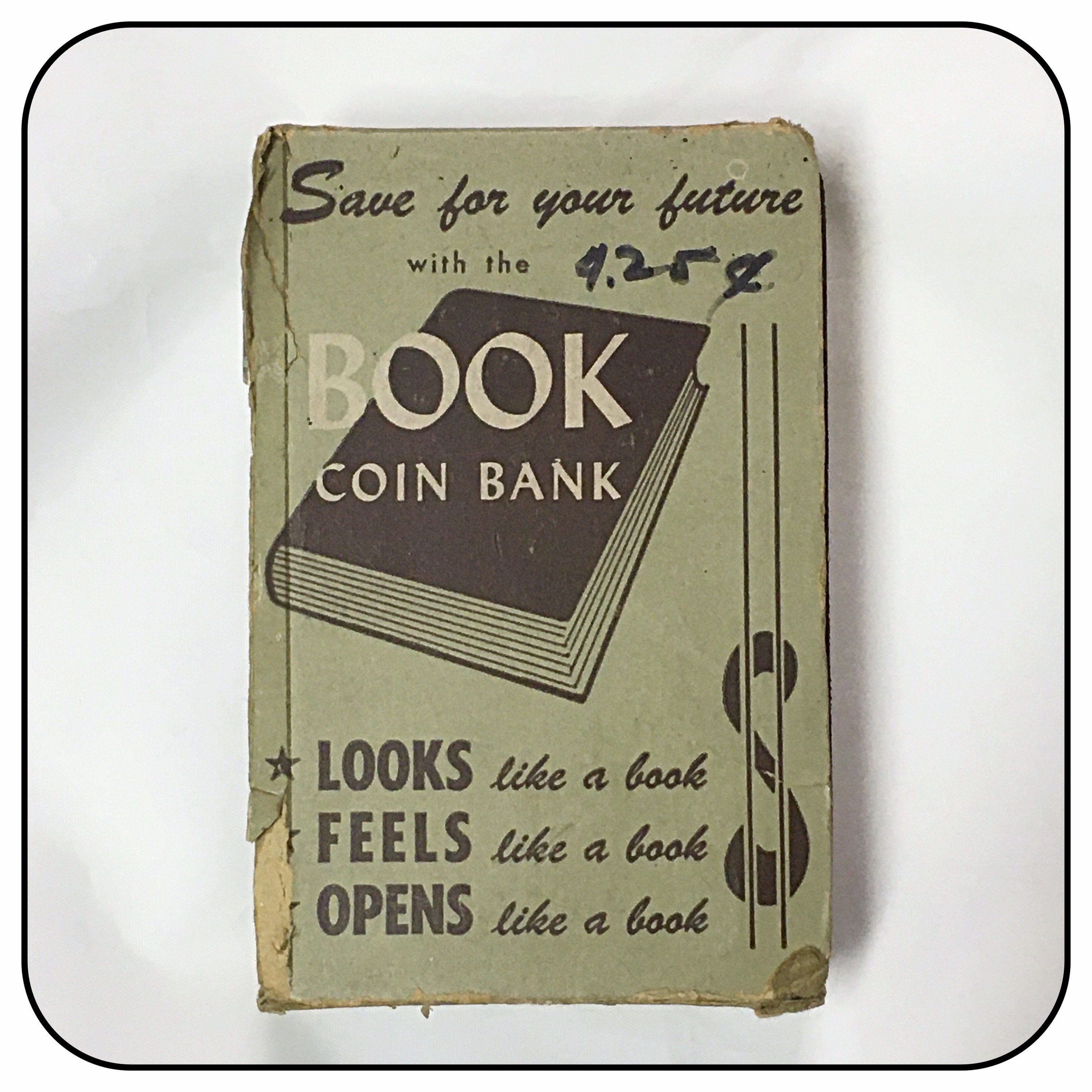Vintage Bank Advertising Book Coin Bank in Original Box and Key ...