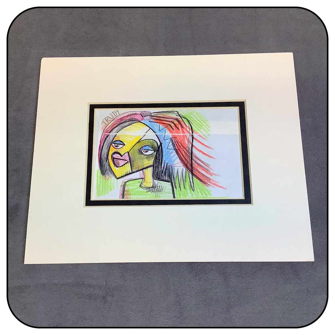 Original Outsider Art Girl on an Envelope by Jrudy, Measuring 8" X 10 ...