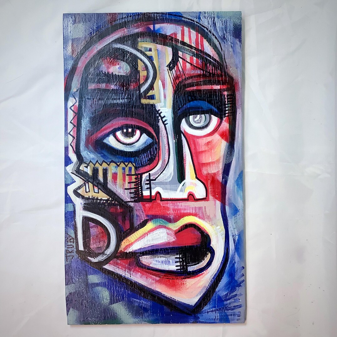 Original Outsider Art Portrait Painting on Plywood by Jrudy, Jessica ...