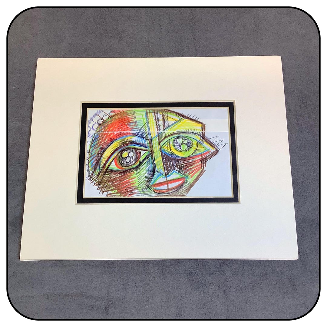Original Outsider Art on an Envelope by Jrudy, 8 X 10, Matted and ...