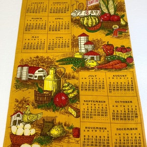 1980 County Fair and Farm Food Decorative Calendar Tea Towel Kitchen ...