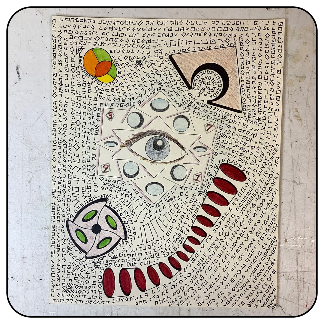Original Cryptic Doodle Outsider Art Pencil Drawing, All Seeing Eye of ...