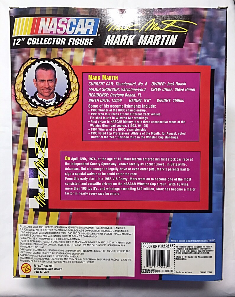 Mark Martin 1997 Special Edition NASCAR Racing 12" Collection Action ...
