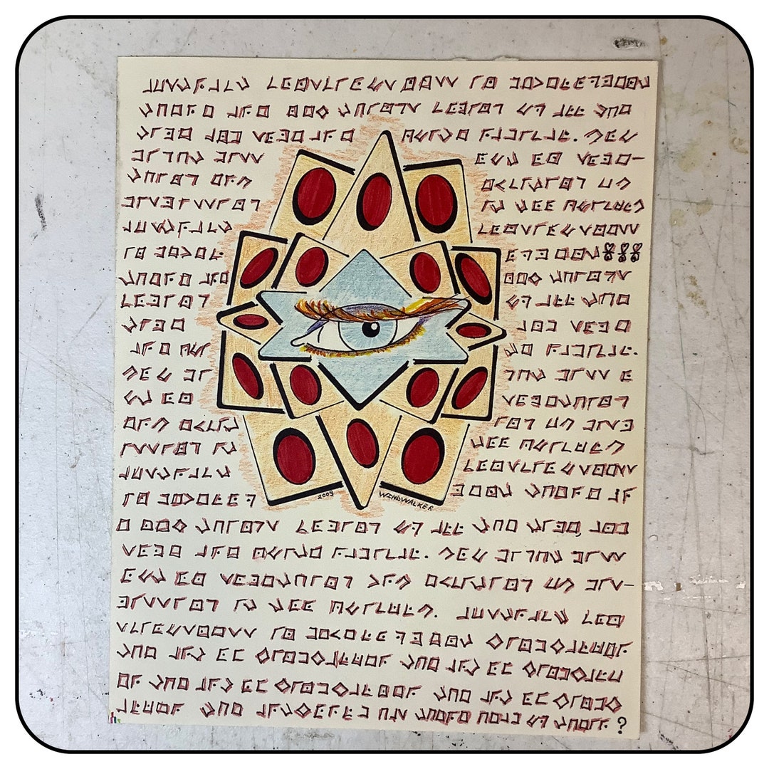 Original Cryptic Doodle Outsider Art Pencil Drawing, All Seeing Eye of ...